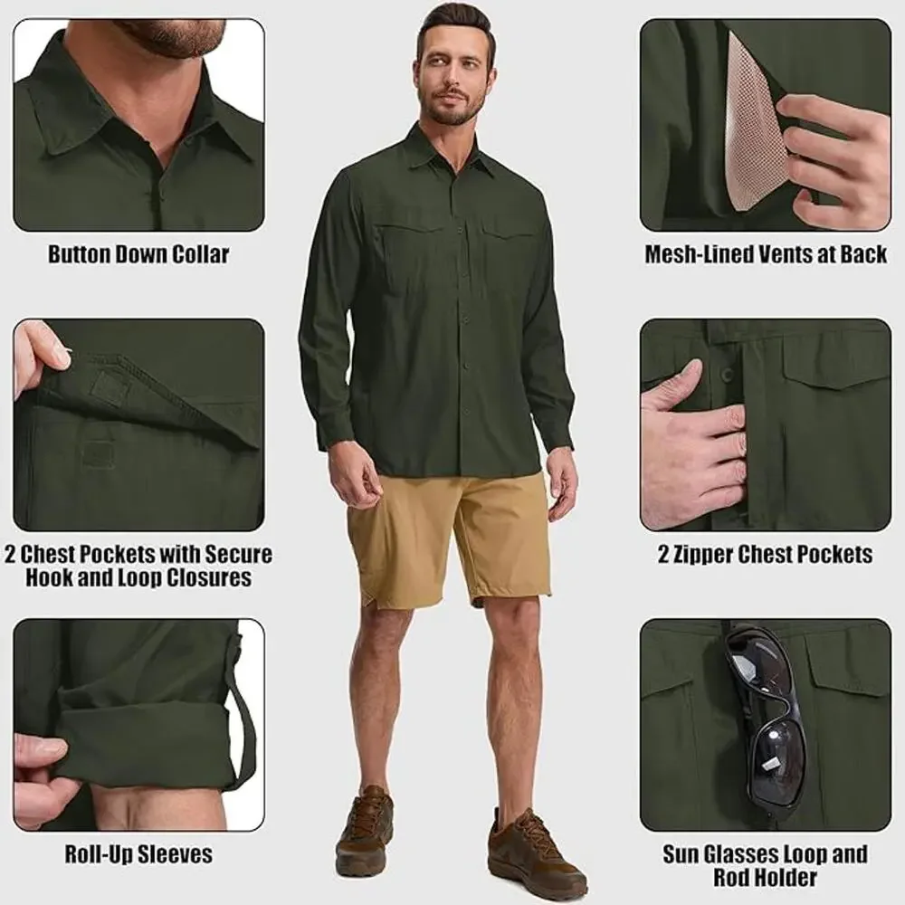 Shirts | Mixtiq Mens Casual Long Sleeve Buttonup Shirt Vented Upf 4 ...